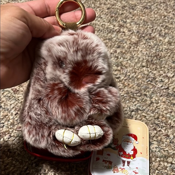 Accessories | Soft Furry Bunny Keychain With Gold Ring | Poshmark